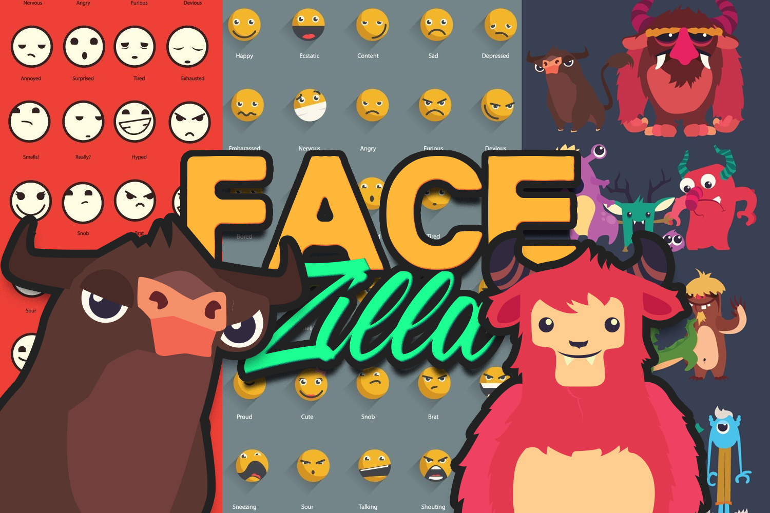 FaceZilla: Super Premium Vector Facial Expressions | Designious