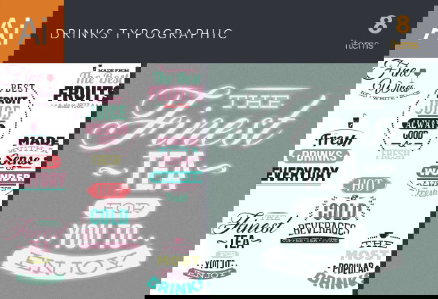 Drinks Typographic Elements | Designious