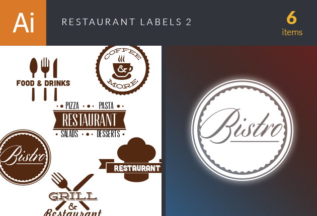 Restaurant Labels Vector Set 2 | Designious