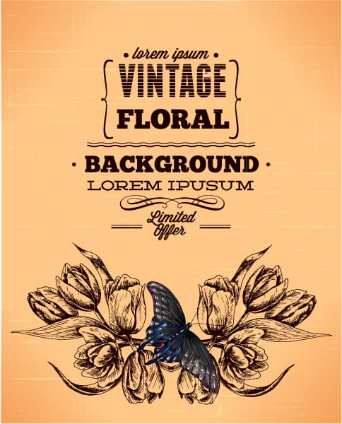 Spring Eps Vector: Vintage Eps Vector Illustration With Spring Flowers ...