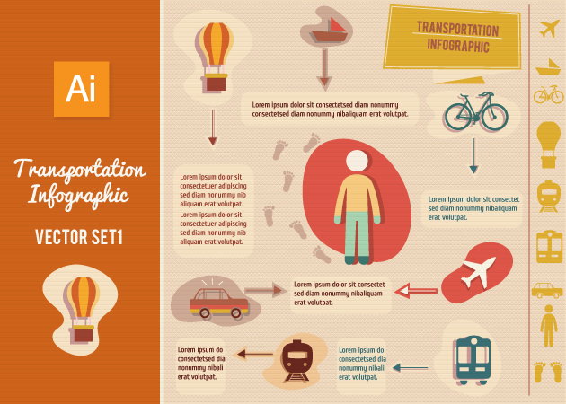 Transportation Infographic Vector Set 1