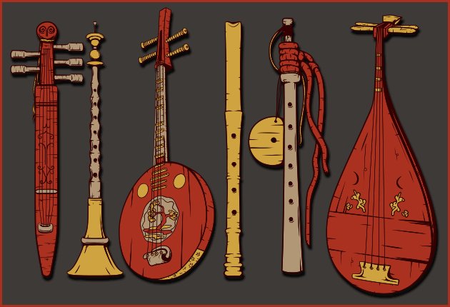 Japanese Musical Instruments Vector Pack