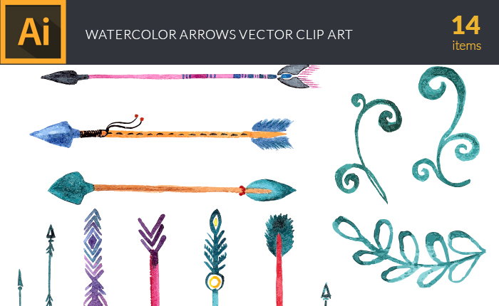 Watercolor Arrows Vector Set 1 | Designious
