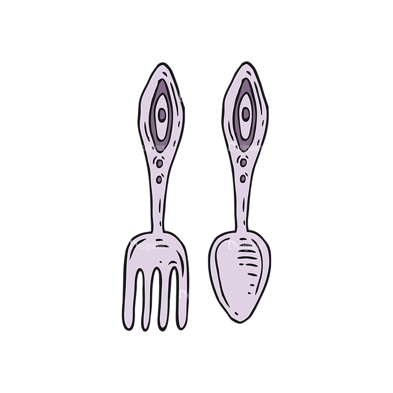 Engraved Restaurant Vector Set 1 Vector Pork Spoon | Designious