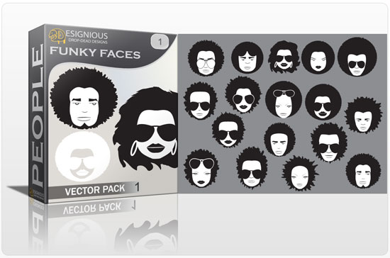 Funky faces vector pack
