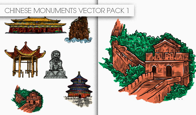 Chinese Monuments Vector Pack 1 | Designious