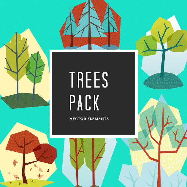 Illustrated Trees Vector Pack | Designious